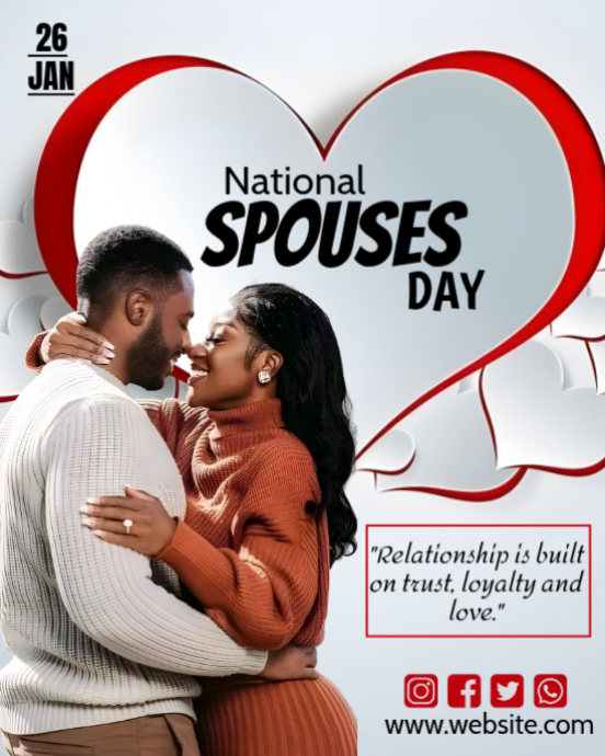 White Joyful National Spouse Day Instagram Portrait Template | PosterMyWall