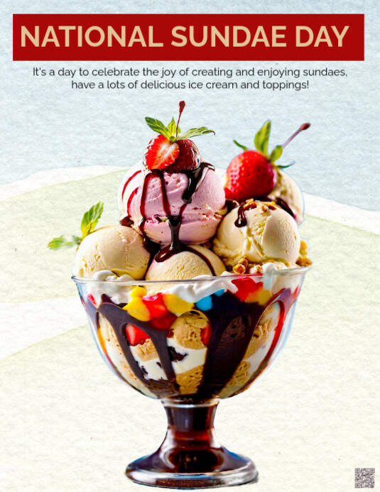 White Joyful National Sundae Day Flyer (us Letter) Template | PosterMyWall