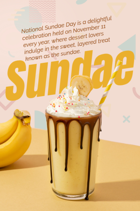 White Joyful National Sundae Day Poster Template | PosterMyWall
