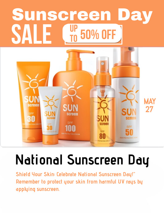 White Joyful National sunscreen day Flyer (us Template | PosterMyWall