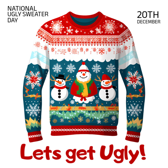 White Joyful National Ugly Sweater Day Instagram Post Template ...