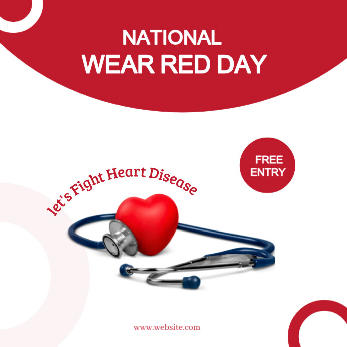 Plantilla de White Joyful National Wear Red Day Instagram Post ...