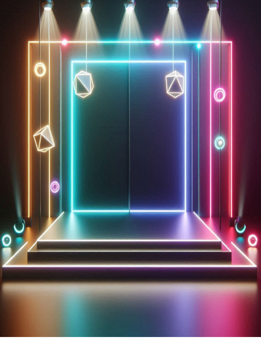 Plantilla de White Joyful Neon Stage Background Flyer (us Letter ...