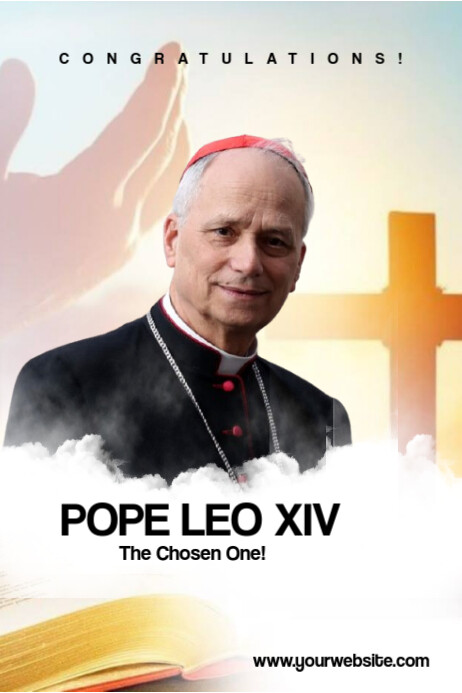 White Joyful New Pope Leo Xiv, Robert Francis Prevost Design Poster ...