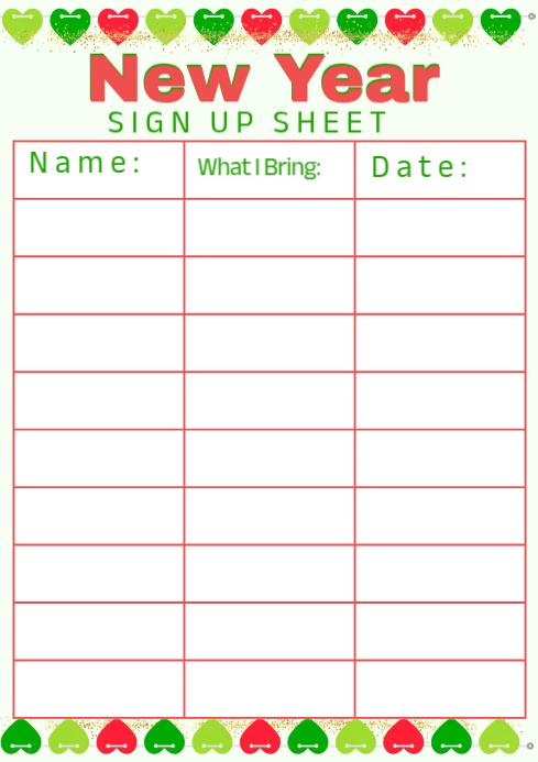 Copy of White Joyful New Year Sign Up Sheet A3 | PosterMyWall
