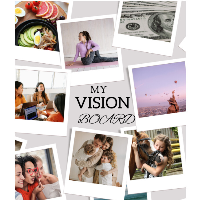 White Joyful New Year Vision Board And Goals Instagram Post Template ...