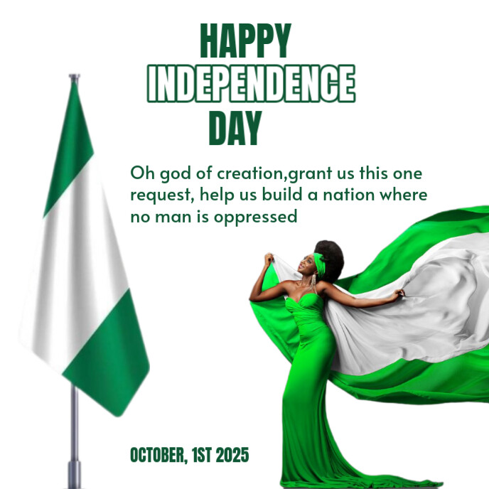 White Joyful Nigerian Independence Day Album Cover Template | PosterMyWall