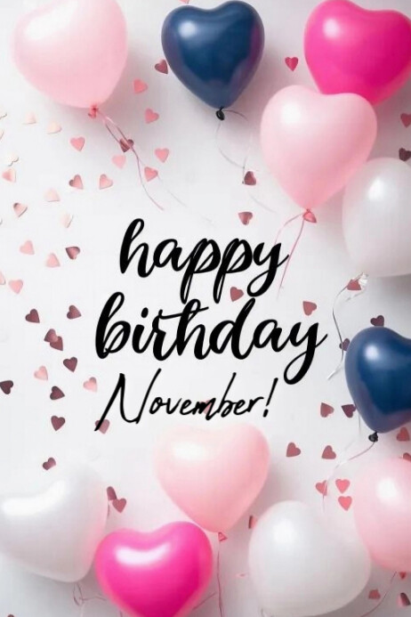 White Joyful November Birthdays Banner 4' × 6' Template | PosterMyWall