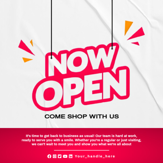 Copy of White Joyful Now Open Square (1:1) | PosterMyWall