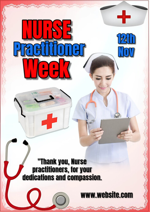 Plantilla de White Joyful Nurse Practitioner Week A4 | PosterMyWall