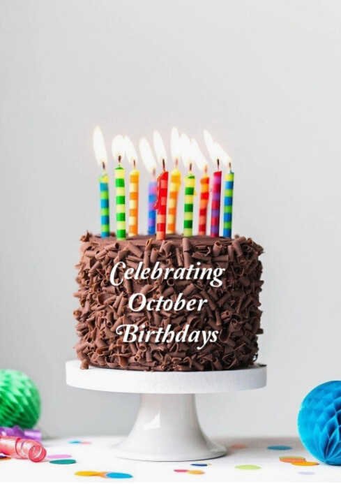 Plantilla de White Joyful October Birthdays A4 | PosterMyWall