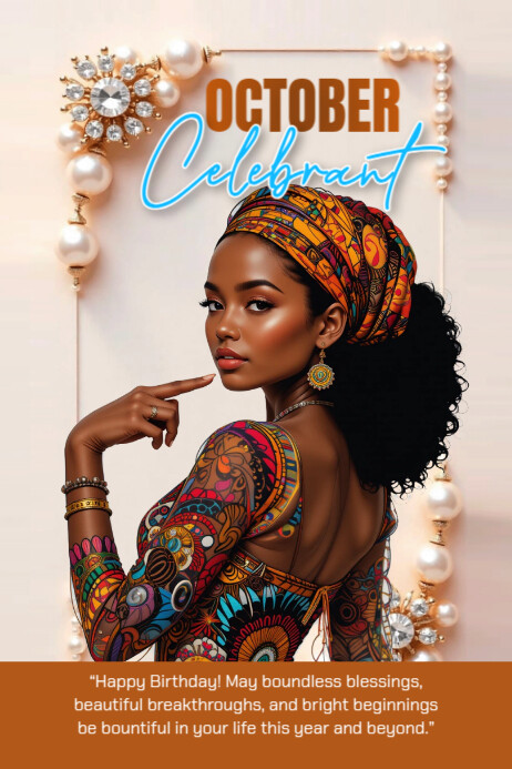 White Joyful October Celebration, Oct Celebrant, Happy Birthday ...