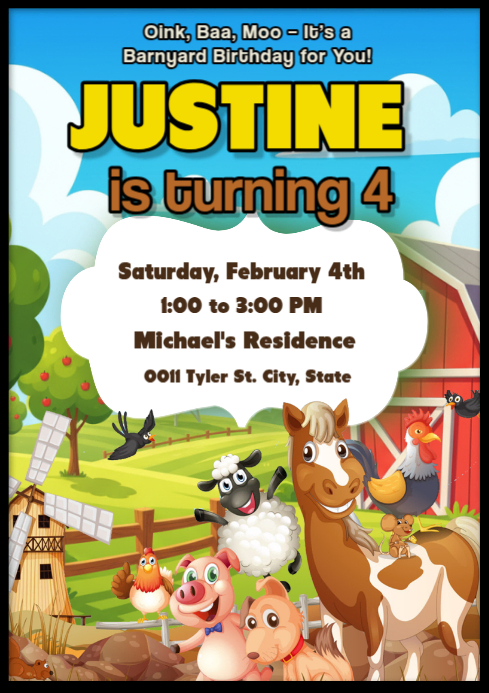 White Joyful Old Mcdonalds Farm A4 Template | PosterMyWall