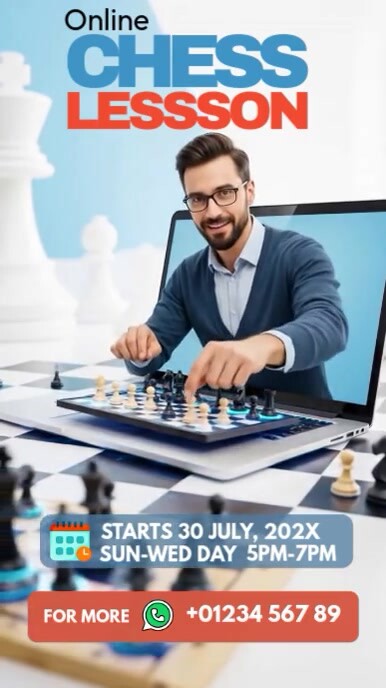 Copy of White Joyful Online Chess Lessons Instagram Reel | PosterMyWall