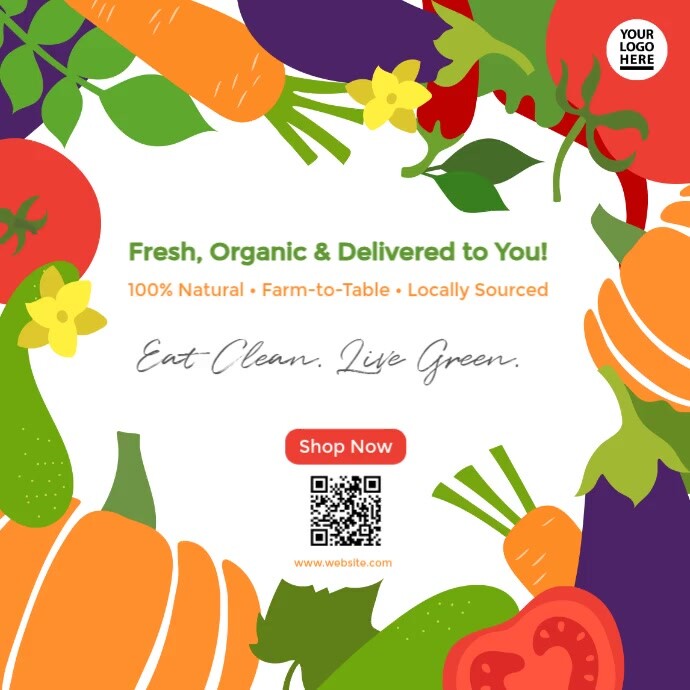White Joyful Organic Shop Ad Instagram Post templaat | PosterMyWall