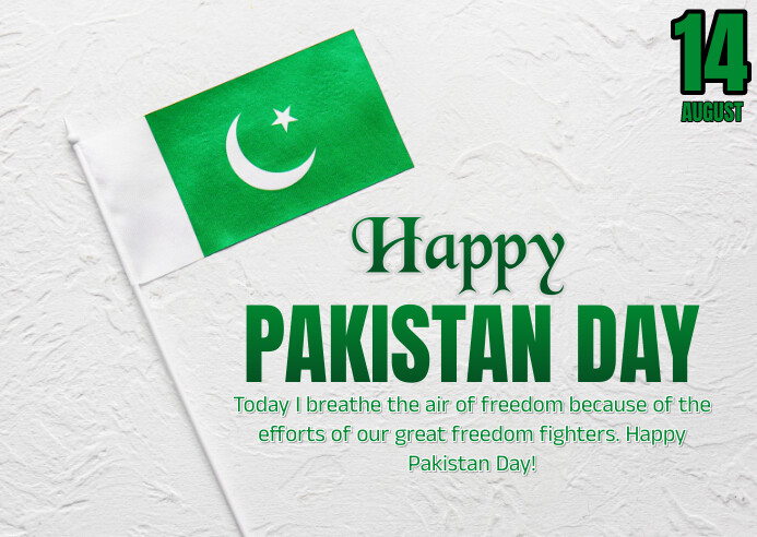 White Joyful Pakistan Day Postcard Template | PosterMyWall