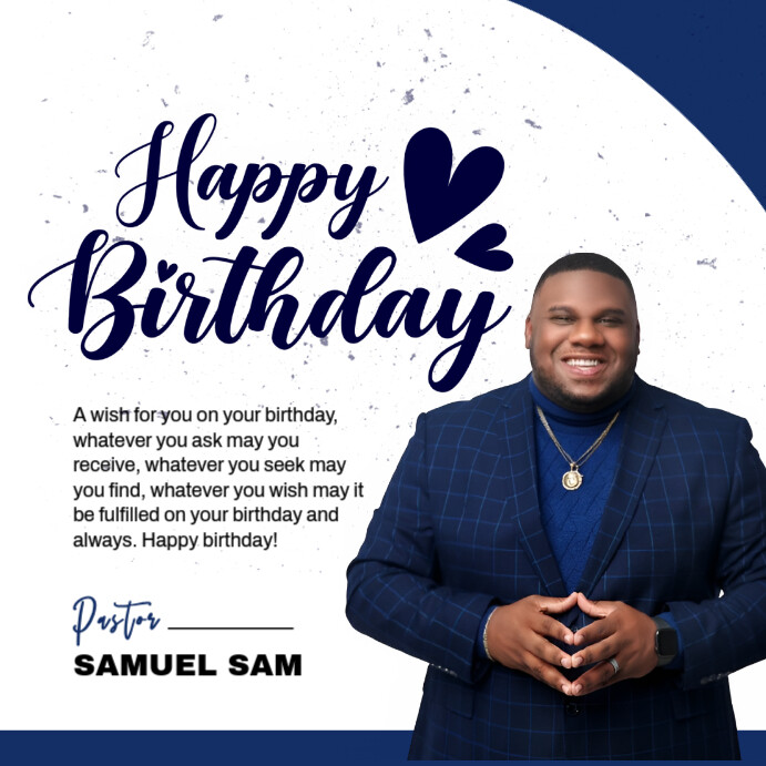 White Joyful Pastors Happy Birthday Square (1:1) Template | PosterMyWall