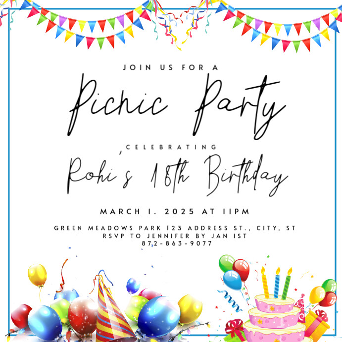 Copy of White Joyful Picnic Party Instagram Post | PosterMyWall