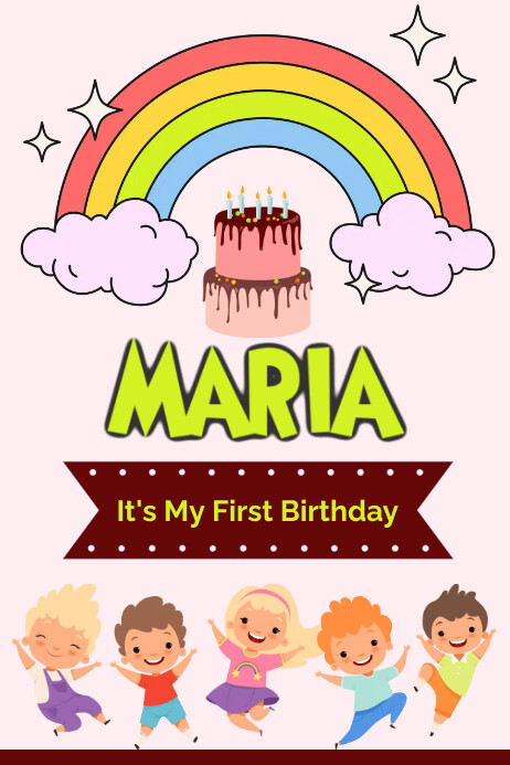 White Joyful Pink Cake Rainbow Poster Template | PosterMyWall