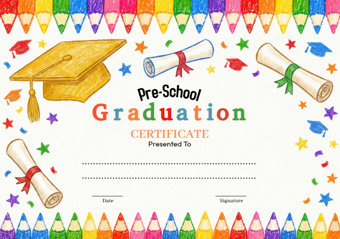 Pre-school Graduation Certificate Template | PosterMyWall