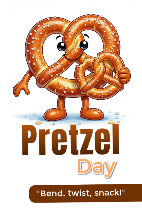 White Joyful Pretzel Day Poster Template | PosterMyWall