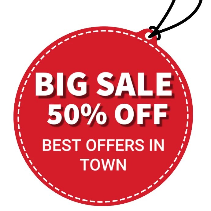 White Joyful Price Tag Instagram Post Template | PosterMyWall