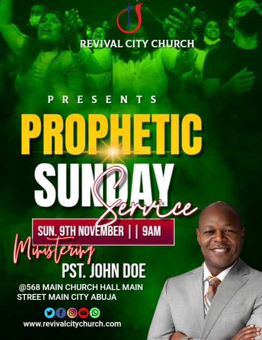 White Joyful Prophetic Sunday Service Flyer (us Letter) Template ...