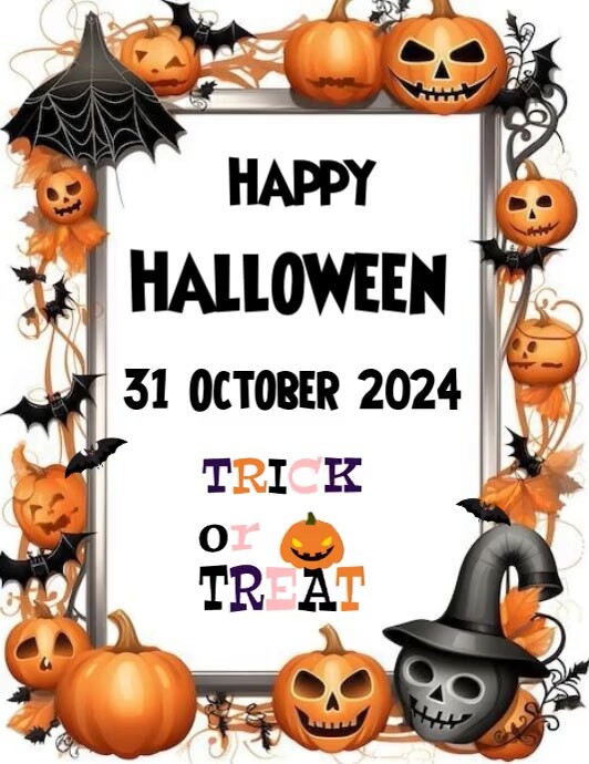 White Joyful Pumpkin Party Patch Flyer (us Letter) Template | PosterMyWall