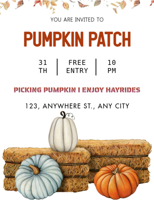 Copy of White Joyful Pumpkin Patch Flyer (us Letter) | PosterMyWall