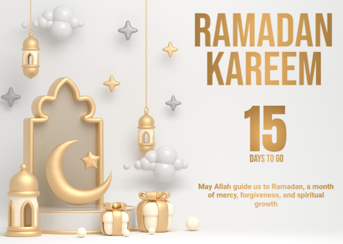 Copy of White Joyful Ramadan Kareem Countdown Postcard | PosterMyWall
