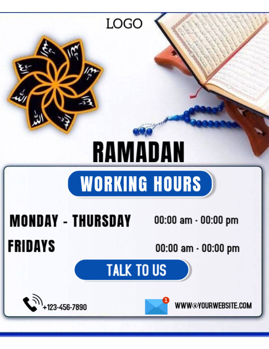 Copy of White Joyful Ramadan Working Hours Online Design Flyer/template ...