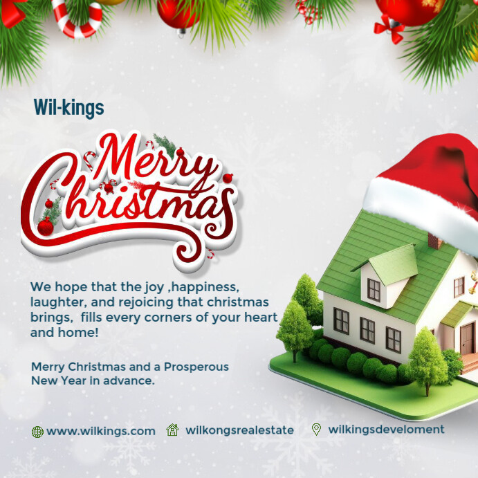 White Joyful Real Estate Christmas Wishes Instagram Post Template ...