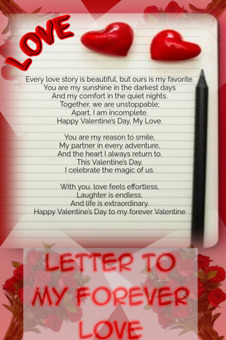 Plantilla de White Joyful Red And Rose Joyful Valentine Love Note ...