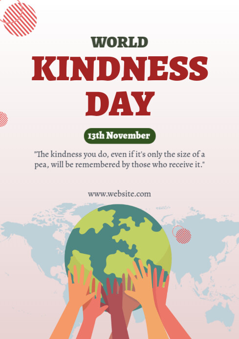 White Joyful Red And White Pastel Happy World Kindness Day Poster (1 ...