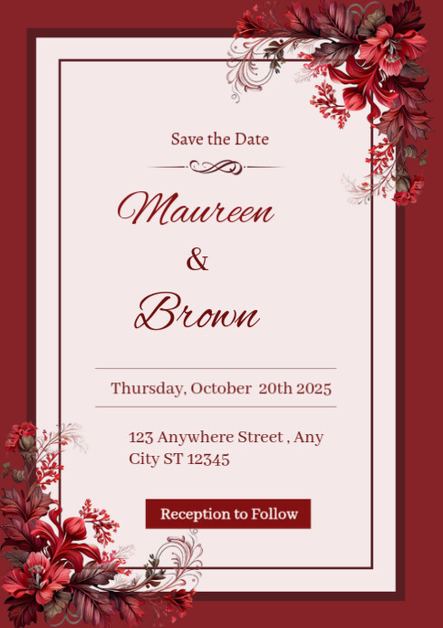 White Joyful Red And White Wedding Invitation Template | PosterMyWall