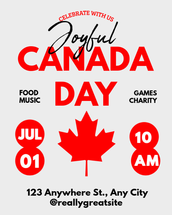 Modèle White Joyful Red Black And White Simple Canada Day Instagram ...