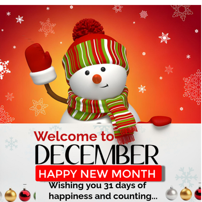 White Joyful Red Welcome To December Instagram Post Template | PosterMyWall