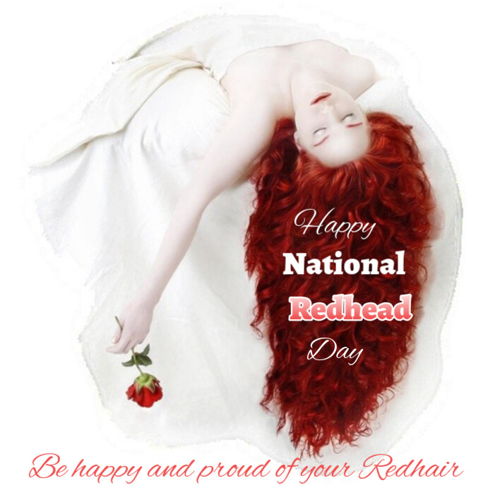 White Joyful Redhead Day Poster Instagram Post Template | PosterMyWall
