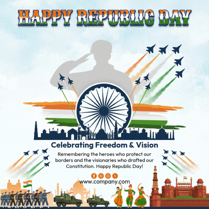 White Joyful Republic Day Instagram Post Template | PosterMyWall