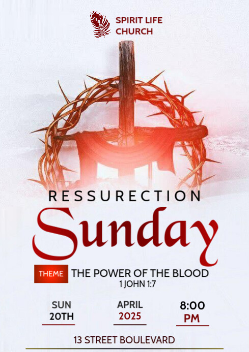 Copy of White Joyful Ressurection Sunday Victory Service A4 | PosterMyWall