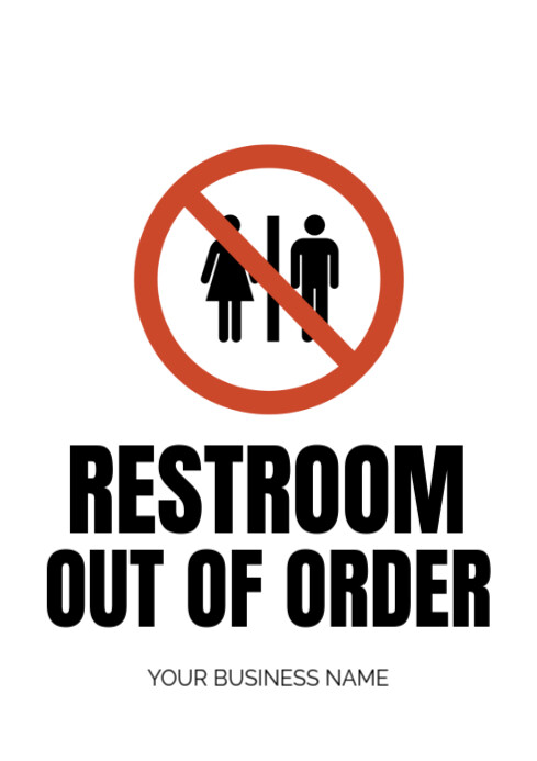 Plantilla de White Joyful Restroom Out Of Order A4 | PosterMyWall