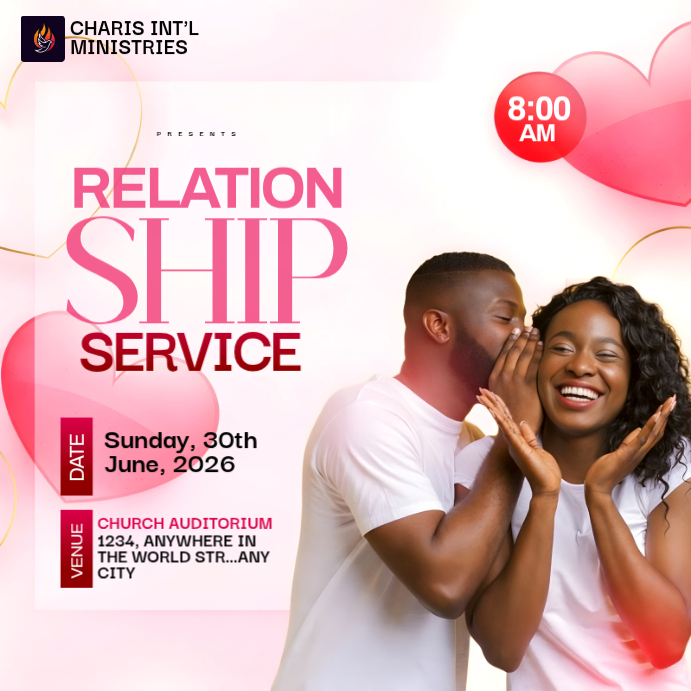 White Joyful Romantic Relationship Church Service Flyer Template ...