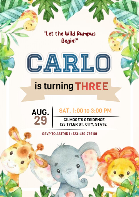 Copy of White Joyful Safari Birthday A4 | PosterMyWall