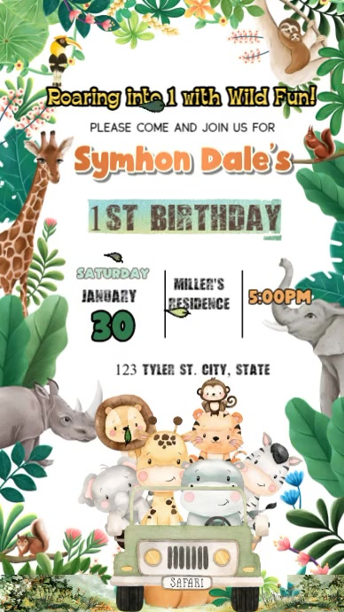 White Joyful Safari Birthday Instagram Story Template | PosterMyWall