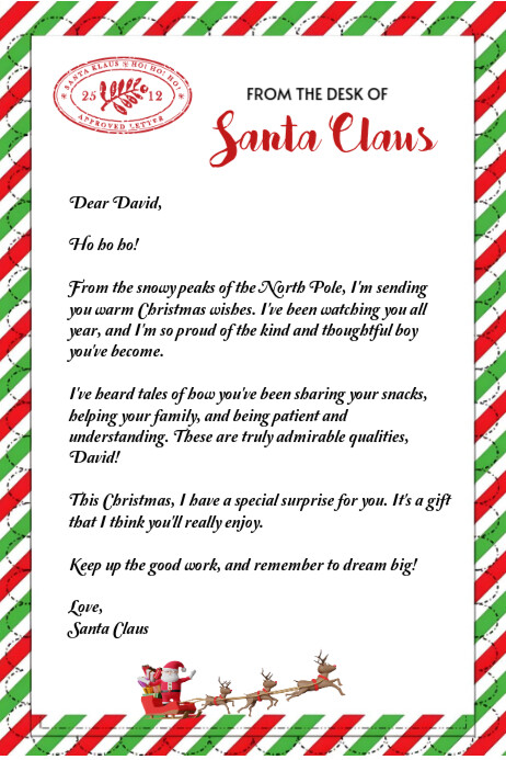 White Joyful Santa Claus Letter Poster Template | PosterMyWall