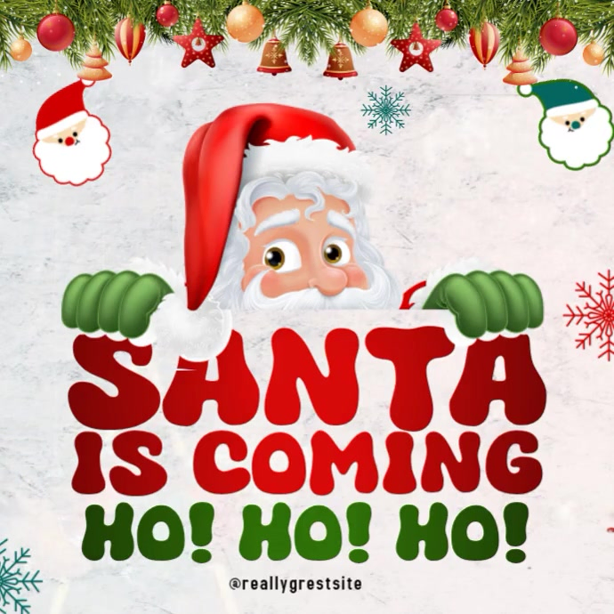 White Joyful Santa Is Coming Ho! Ho! Ho! Instagram Post Template ...
