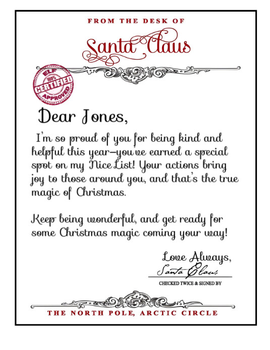 White Joyful Santa Letter Christmas Eve Flyer (us Letter) Template ...