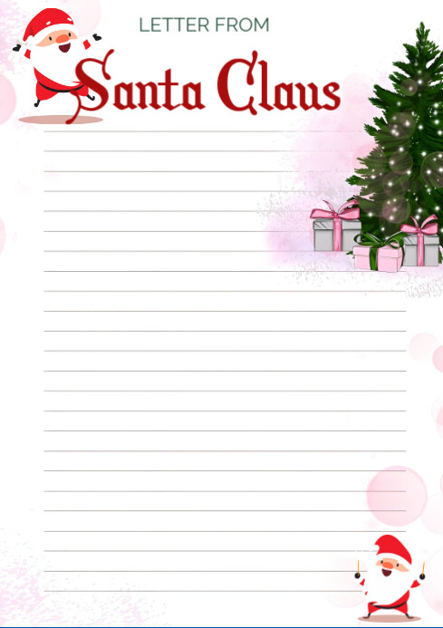 White Joyful Santa Letter To Child Template A4 | PosterMyWall