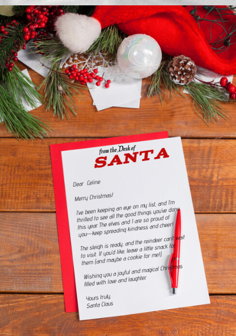 Copy of White Joyful Santa Message A5 | PosterMyWall