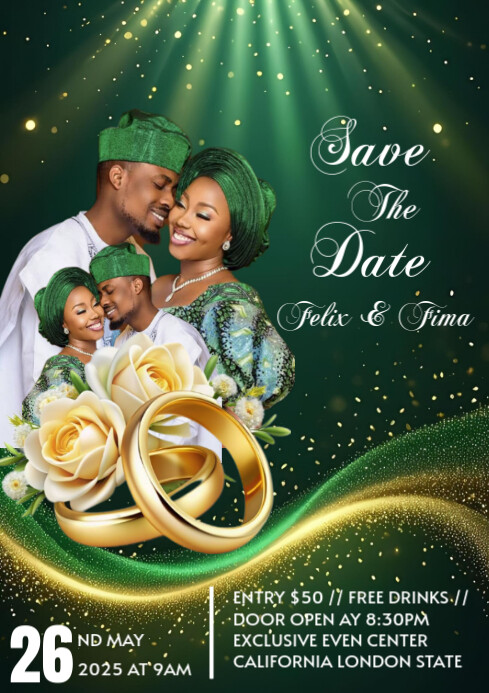 Copy of White Joyful Save The Date Flyer Design A4 | PosterMyWall